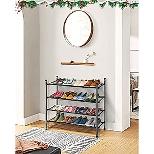 MULISOFT 2-Tier Expandable, Stackable and Adjustable Shoe Rack Organizer, Sturdy and Durable Metal Shoe Storage Organizer, Vertical Shoe Rack for Closet/Entryway/Bedroom/Dorm/Doorway