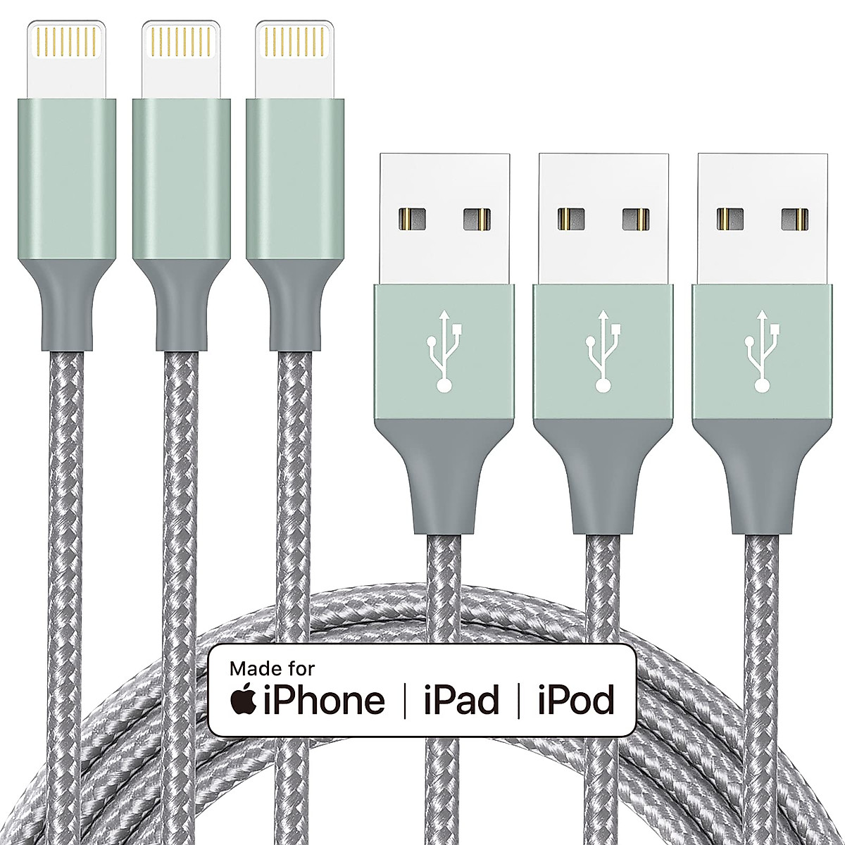Marchpower iPhone 14 Charger Cord - MFi Certified Lightning Cable 3Pack 6ft USB-A Fast Charging Durable Nylon Braided iPhone 14 13 12 mini Pro Max SE(2020) 11 Xs XS XR X 8 7 6 5 Plus iPad iPod AirPods