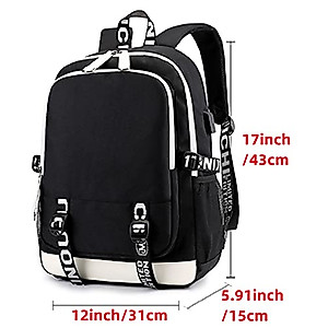 17Inch Chainsaw Man Backpack with USB Charging Port, Anime Cosplay Pochita Denji Power Latop Backpacks for School Travel (Pochita-A)