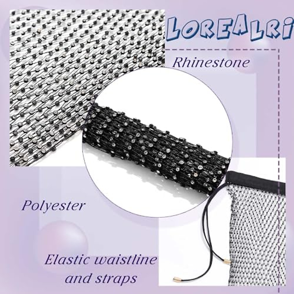 Lorealri Crystal Mesh Skirt Black Rhinestone Fishnet Cover Up Skirt Split See Through Dress Swimsuit Night Club Coachella Outfits Belly Accessories Jewelry for Women and Girls