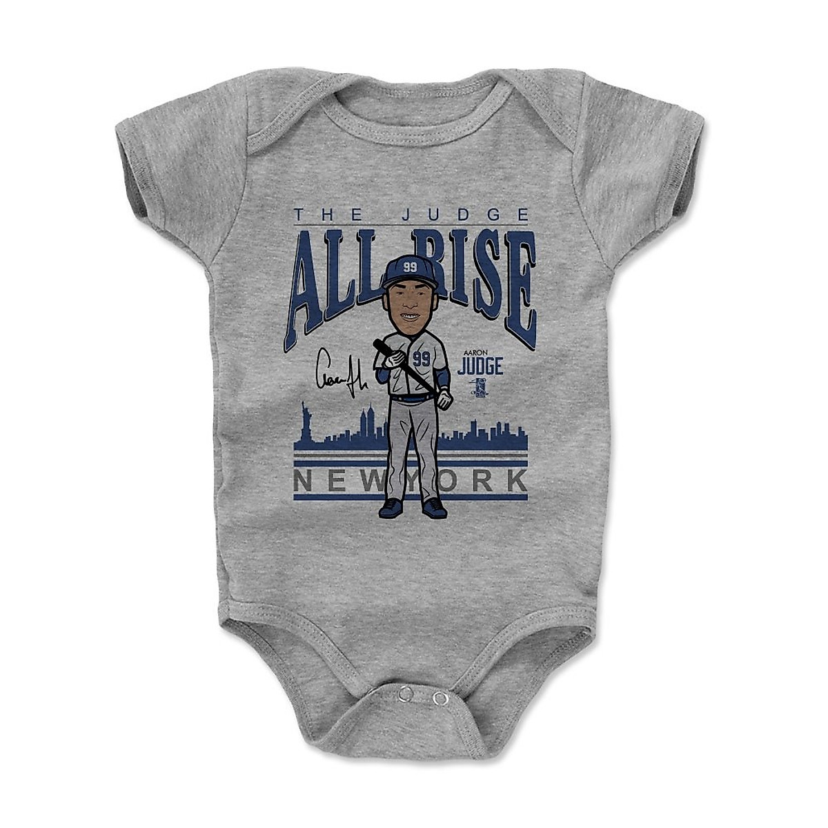 500 LEVEL Aaron Judge Baby Infant One Piece Bodysuit (12-18 Months, Heather Gray) - Aaron Judge Toon B