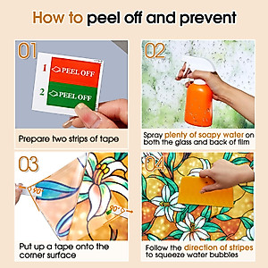 Coavas Window Privacy Film, Frosted Stained Glass Window Film Decorative Window Cling Privacy Film for Glass Windows, Bathroom Non Adhesive Window Tint for Home (Vinyl, 17.5" x 78.7 ")