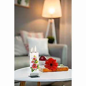 Flatyz Handmade Candle Gift Set with Steel Base - Flower Candle Mothers Day Gift - Candles for Women with Spring Candle Design – Cherry Blossom Candle Gifts - Womens Gifts Unique Cute Candle Aesthetic