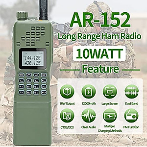 Baofeng AR-15210W High Power Ham Radio Portable Tactical Two Way Radio Long Range Walkie Talkie 12000mAh Battery Full Kits (Green)