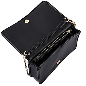 Ayliss Mini Women Crossbody Handbag Shoulder Handbags Evening Clutch Cellphone Wallet Purse PU Leather Bag with Chain (Black, Mini)