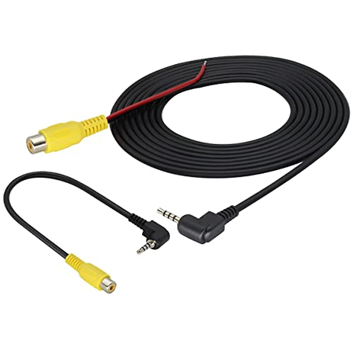 HCFeng 2.5mm to RCA Cable 2.5mm AV-in Male（4-Pole） to RCA Female Cable with Trigger,2.5mm Stereo to RCA Video Adapter for GPS Tablet Car Camcorder Reverse Backup Rear View Camera(2.4M+20cm)