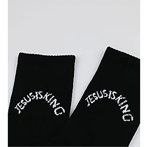 LifeShine 2 Packs Fashion Socks Sunday Service Trust God and Jesus is King Tube Cotton Double Yarn Socks for Men Women