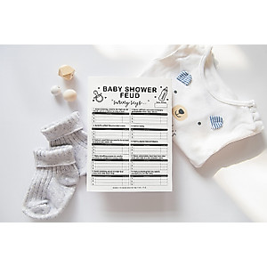 Your Main Event Prints Baby Shower Family Feud Game Fun Neutral Decorations 50 Family Feud Cards 3 Fast Money Round Cards 1 Instruction Card