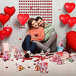 150 Pieces Valentine's Day Love Heart Organza Bags Drawstring Pouches Candy Goodies Bags Food Storage Bags for Valentine's Day Wedding Festival Party Supply, 3 x 4 Inches