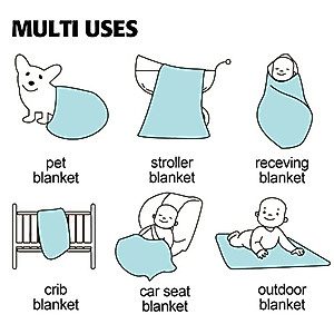 Hooyax Baby Blankets Super Soft Toddler Blanket with Blue Dinosaur Printed Infant Blanket with Dotted Backing 30 x 40 Inch