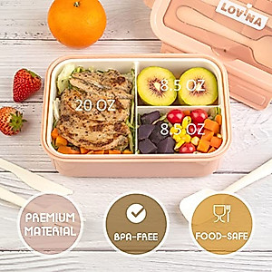 Bento Box Adult Lunch Box, 37OZ Bento box for Adults Kids With Ice Pack 6 Liter Insulated Lunch Bag Set, With Built-in Utensils, Leakproof, Durable, BPA-Free and Food-Safe Materials(Pink)