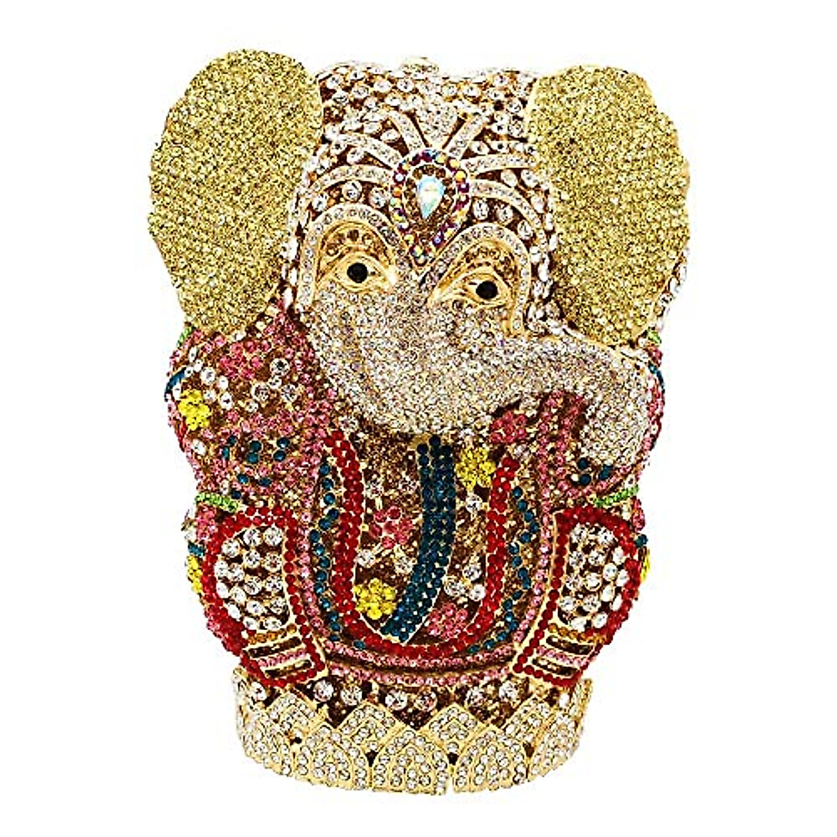 DEBIMY Animal Elephant Crystal Clutch Bag Sparkly Women Rhinestone Shoulder Bag Handbag Wedding Party Evening Clutch, Gold White