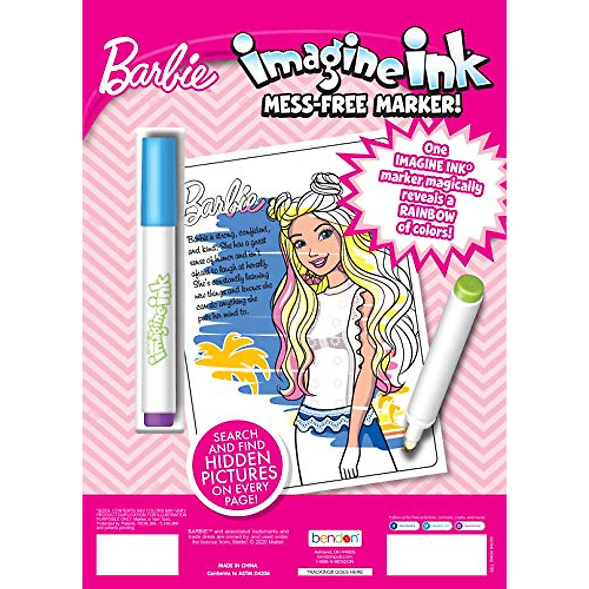 Bendon Barbie Mattel 16 Page Imagine Ink Coloring Book with 1 Mess Free Marker 49749