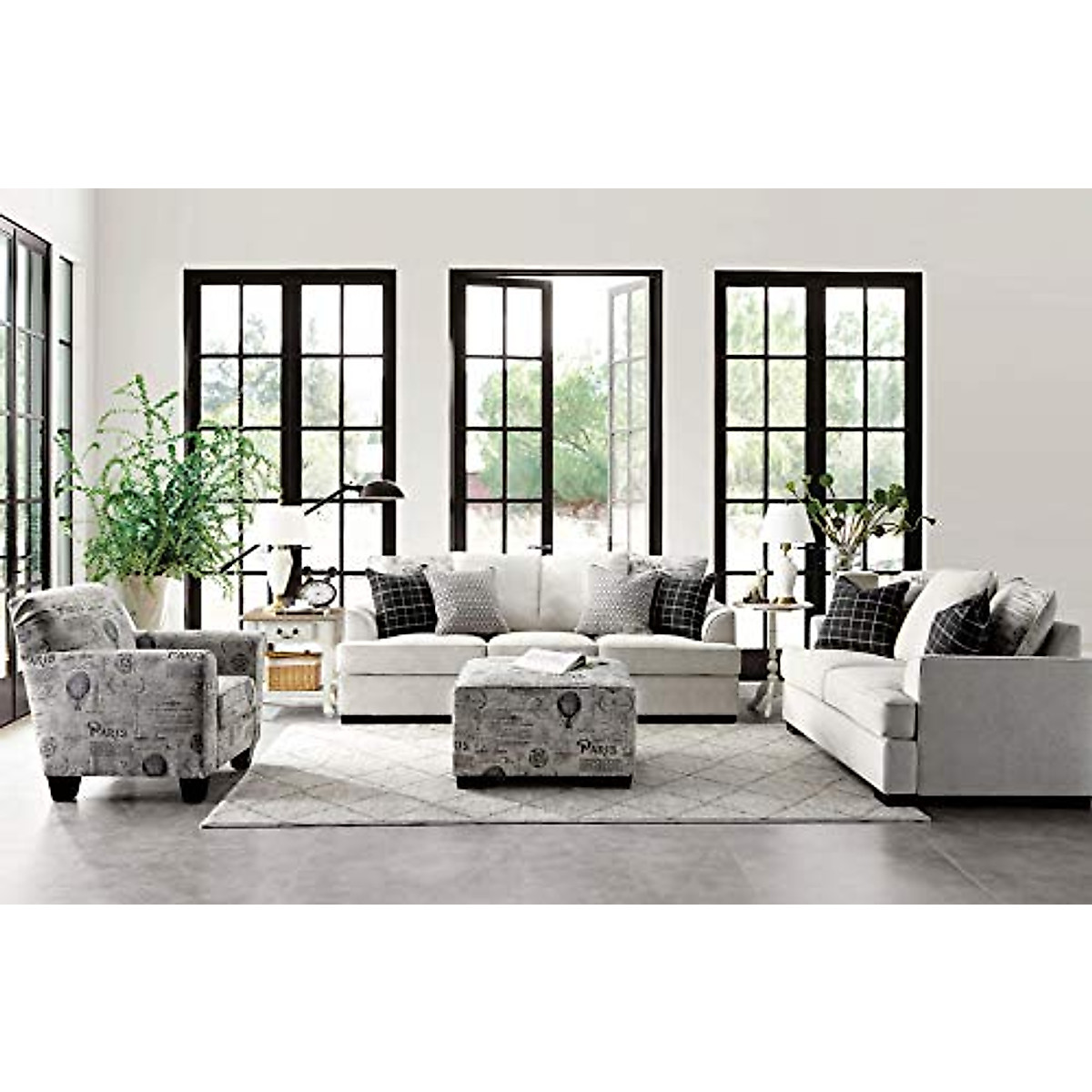 Acanva Luxury Contemporary Chenille Living Room Sofa, Couch, Cream