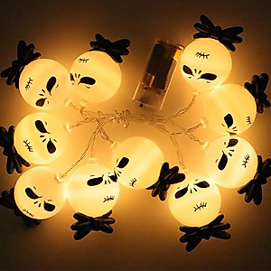 ZHISHENG Halloween String Lights Ghost Face String Lights 59 Inch LED Lights 10pcs Holiday Decoration