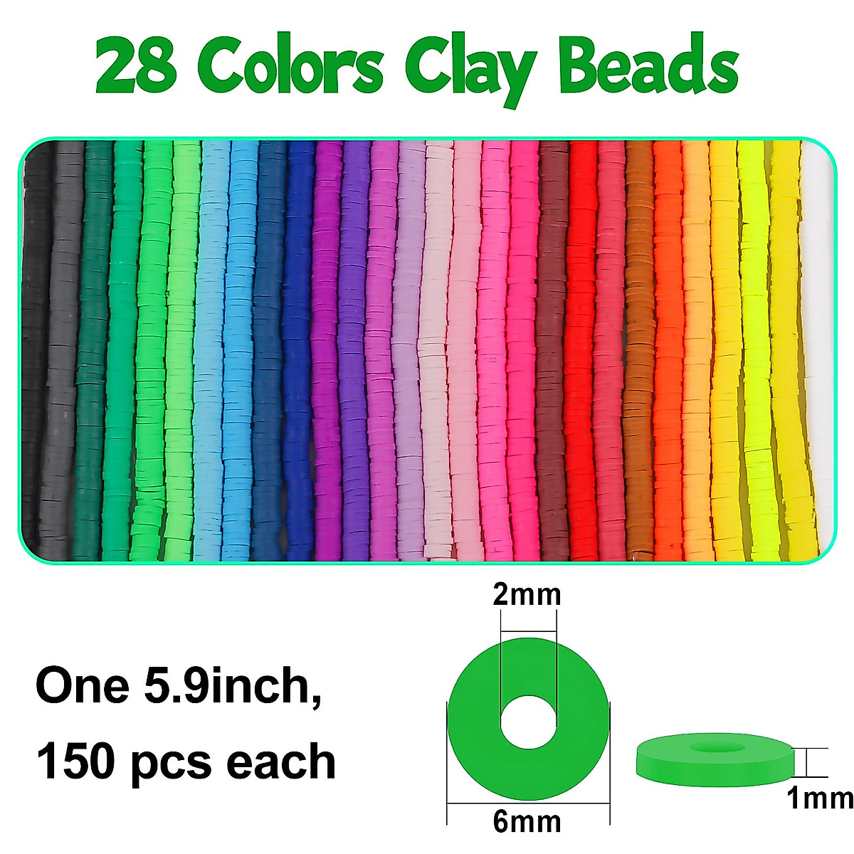 JMUQ 28 Strands Clay Beads Bracelet Making Kit, 28 Colors Friendship Preppy Flat Polymer Clay Heishi Beads for Bracelets Jewelry Making Kit, DIY Arts and Crafts Gifts