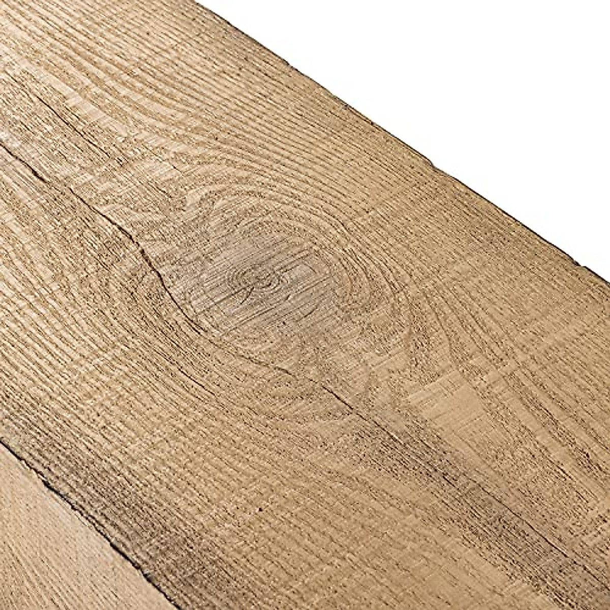 SUNBURY Outdoor Patio Concrete Bench, Wooden Look Bench for Patio, 48" Garden Bench Log Table, MgO and Rustic Metal Legs in Light Brown for proch Backyard