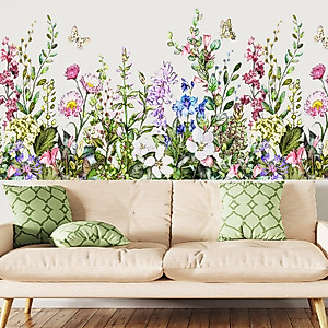 Sunflower Wall Decals Garden Butterfly Flower Wall Stickers Removable Peel and Stick Art Murals for Kids Room Nursery Classroom Living Room Bedroom Home Decoration (Sunflower)
