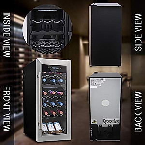 NutriChef PKCWCDS185 Cellar Cooler for White and Red Wines Chiller, 18 Bottle Dual Zone-Stainless Steel