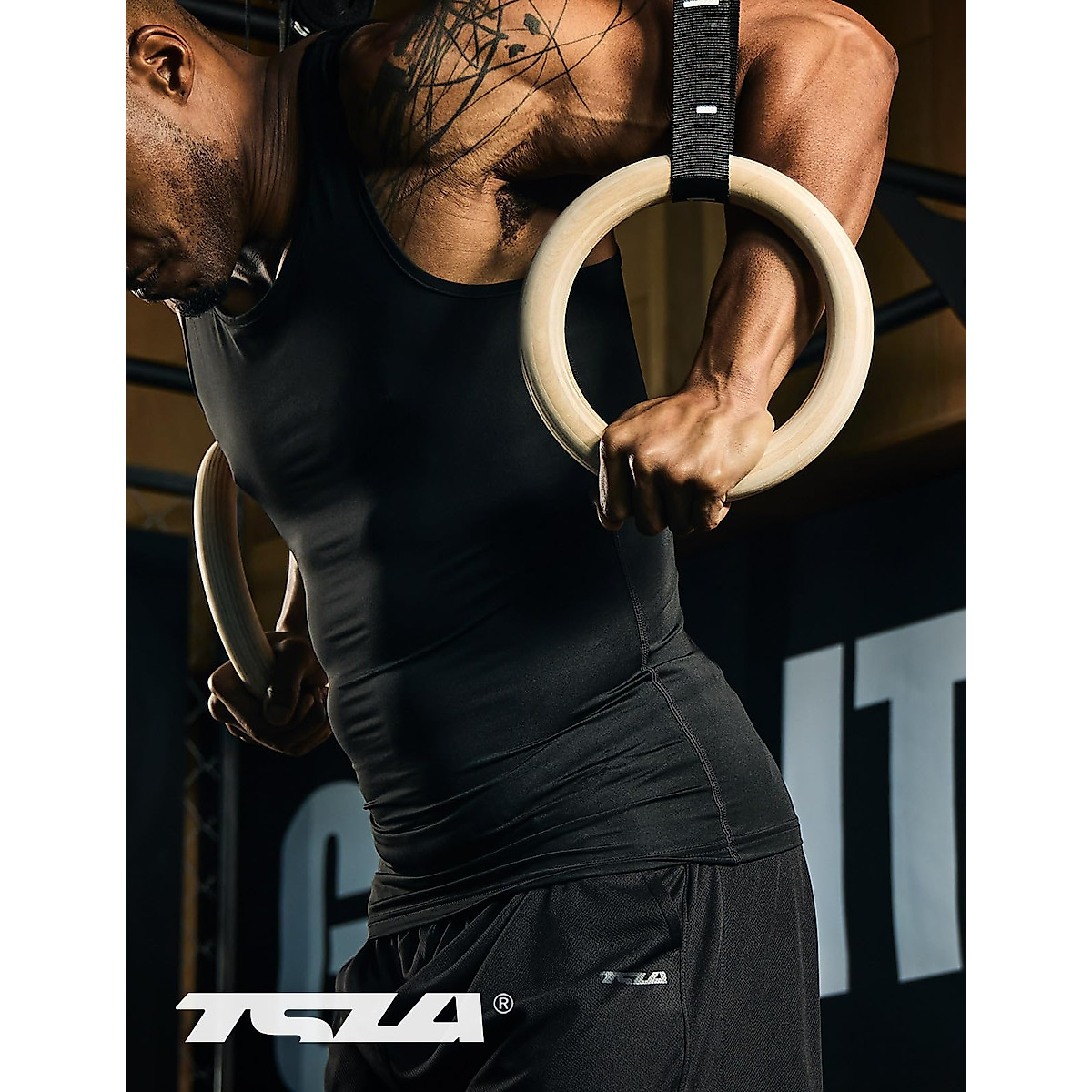TSLA Men's Athletic Compression Sleeveless Tank Top, Cool Dry Sports Running Basketball Workout Base Layer, Active Shirts Black, Large