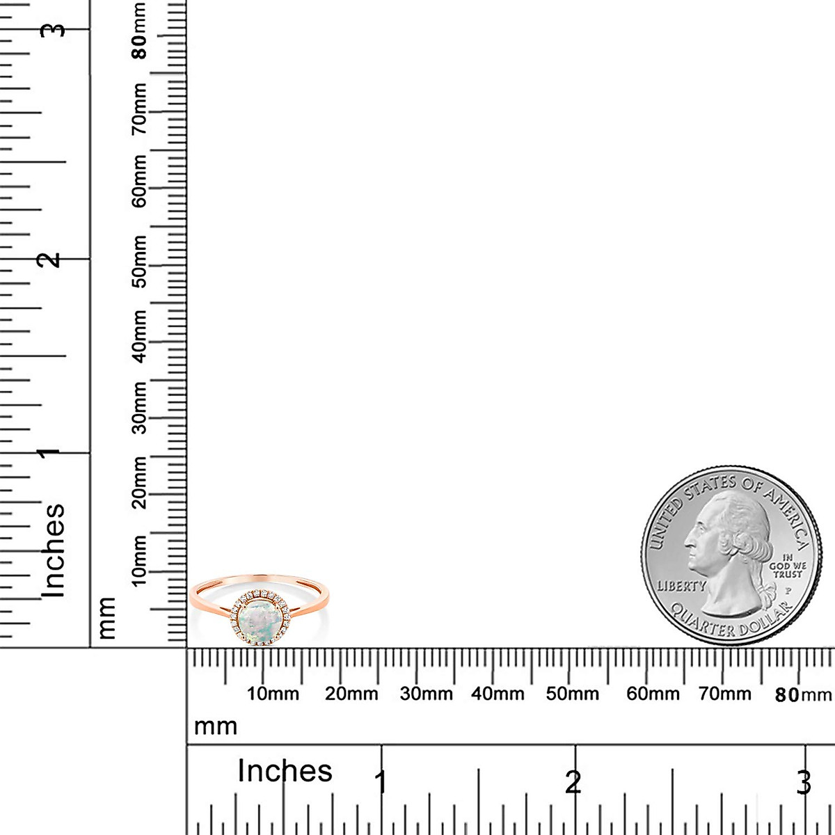 Gem Stone King 10K Rose Gold Gemstone Birthstone & Diamond Halo Promise Wedding Engagement Ring | Round 6MM | Rose Gold Ring For Women