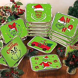 Biawoy 24Pcs Christmas Aluminum Foil Containers with Lids, Christmas Cookie Tins with Lids, Christmas Treat Containers Holiday Gift Giving and Food Storage Containers, Disposable Leftovers Containers
