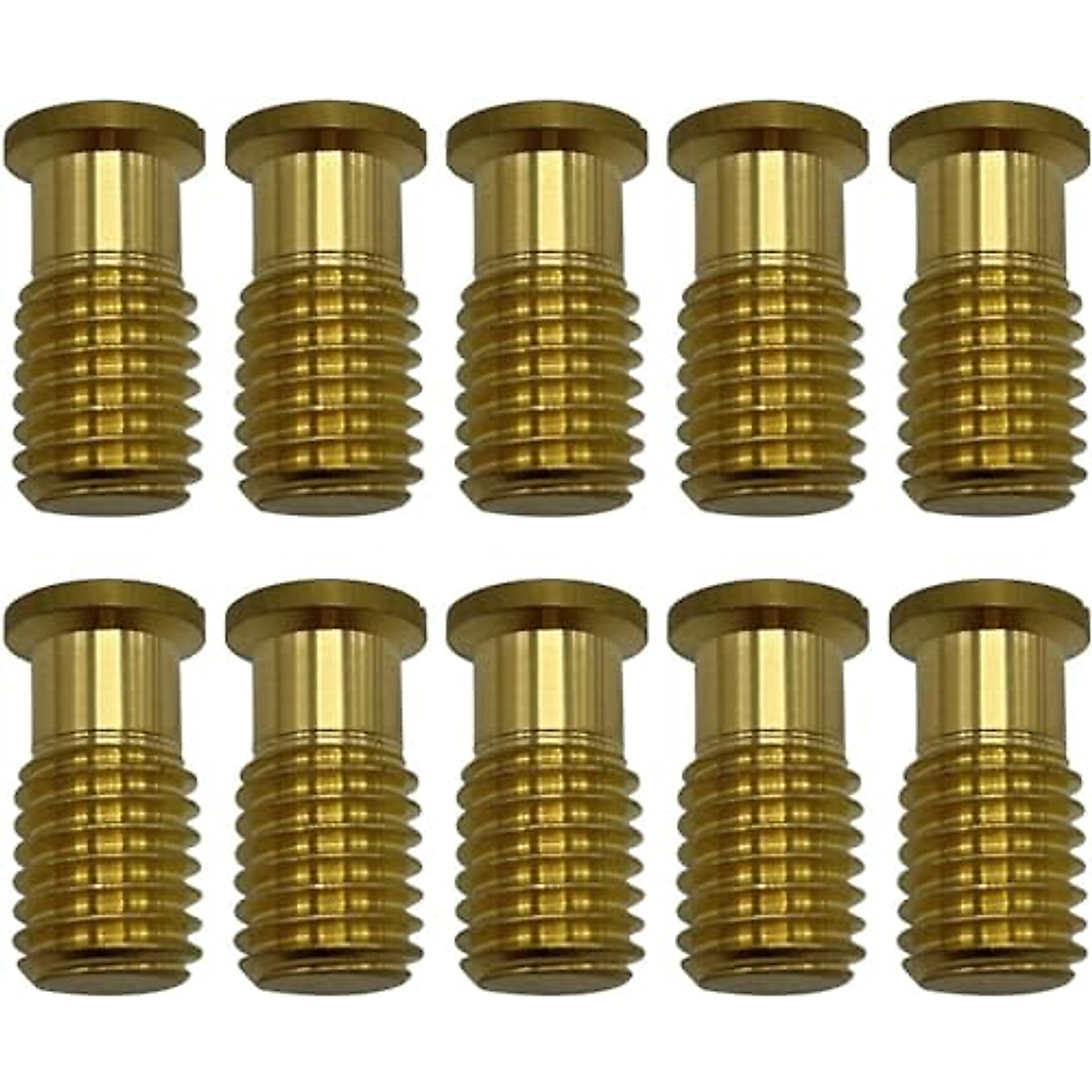 Poolzilla 10 Pack Pool Safety Cover Threaded Brass Insert Screw Bolt for Anchor