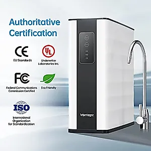 Vortopt Under Sink Reverse Osmosis System - 400 GPD Ro Water Filter System with Tank,Fast Flow, TDS Reduction,1.5：1 Pure to Drain, Water Filtration for Sink,USA Tech,Drinking Water Purifier,QR06