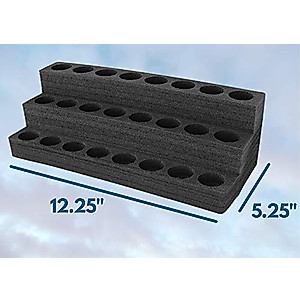 Polar Whale 4 Essential Oil Storage Organizers 3 Tier Display Rack for Home Bathroom Bedroom Office Elegant Modern Durable Black Foam Washable Waterproof Holds 24 Bottles (5ml to 15ml)