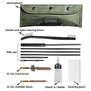 Gun Cleaning Kit Set Brushes Cleaner Set Tools Universal Butt Stock for 5.56mm, 20-25 Caliber Rifle Pistol Shotgun