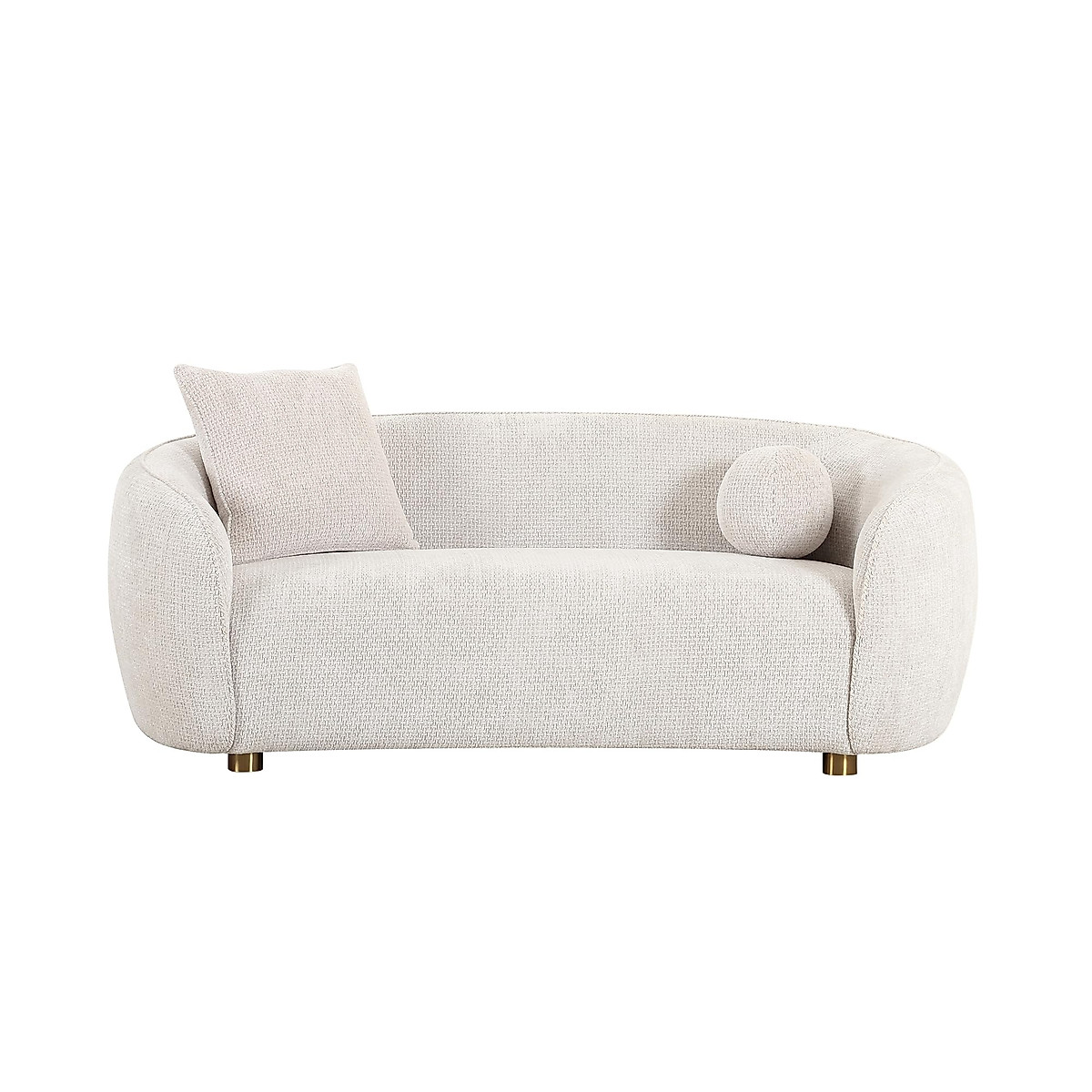 Pasargad Home Zarina Upholstered Modern Loveseat with 2 Pillows Included, Ivory