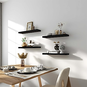 GXYAWPJ Farmhouse Floating Shelves for Wall, Rustic Black Wall Shelves for Bedroom, Set of 6 Wood Shelves for Room Wall