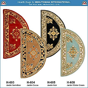 Minuteman International Winter Green Jardin Wool Hearth Rug, Half Round