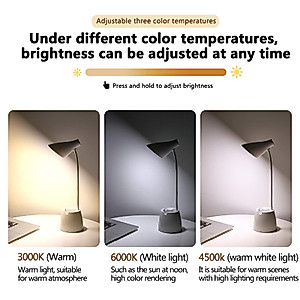 AIBAI Small Desk Lamp, Kids Desk Lamp with Pen Holder & Mobile Phone Stand, 3 Lighting Modes for Reading Kids Dorm& Mobile Phone Stand for Reading Dorm Home Office (White)