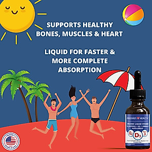 Passion 4 Health Organic Liquid Vitamin D3 (5000IU) + K2 (Mk-7) + Omega 3 Supplement - Support for Healthy Bones and Muscles (1)