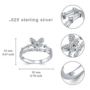 SVODEA Butterfly Ring for Women 925 Sterling Silver Created 5A Cubic Zirconia Butterfly Statement Rings Dainty Animal Jewelry Anniversary Birthday Jewelry Gifts for Women (10)