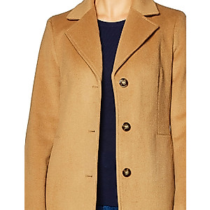 Calvin Klein Women's Classic Cashmere Wool Blend Coat, Camel Classic, 14