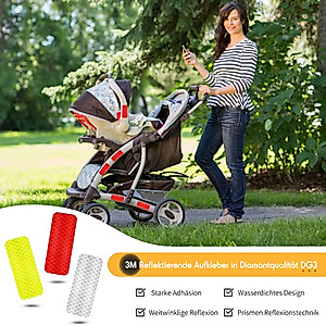 Zonon Warning Reflective Stickers Safety Reflective Stickers Night Visibility Adhesive Stickers Waterproof Reflective Tape Stickers for Vehicle Motorcycle Bicycle, 1.18 x 3.25 Inch (24 Pieces)