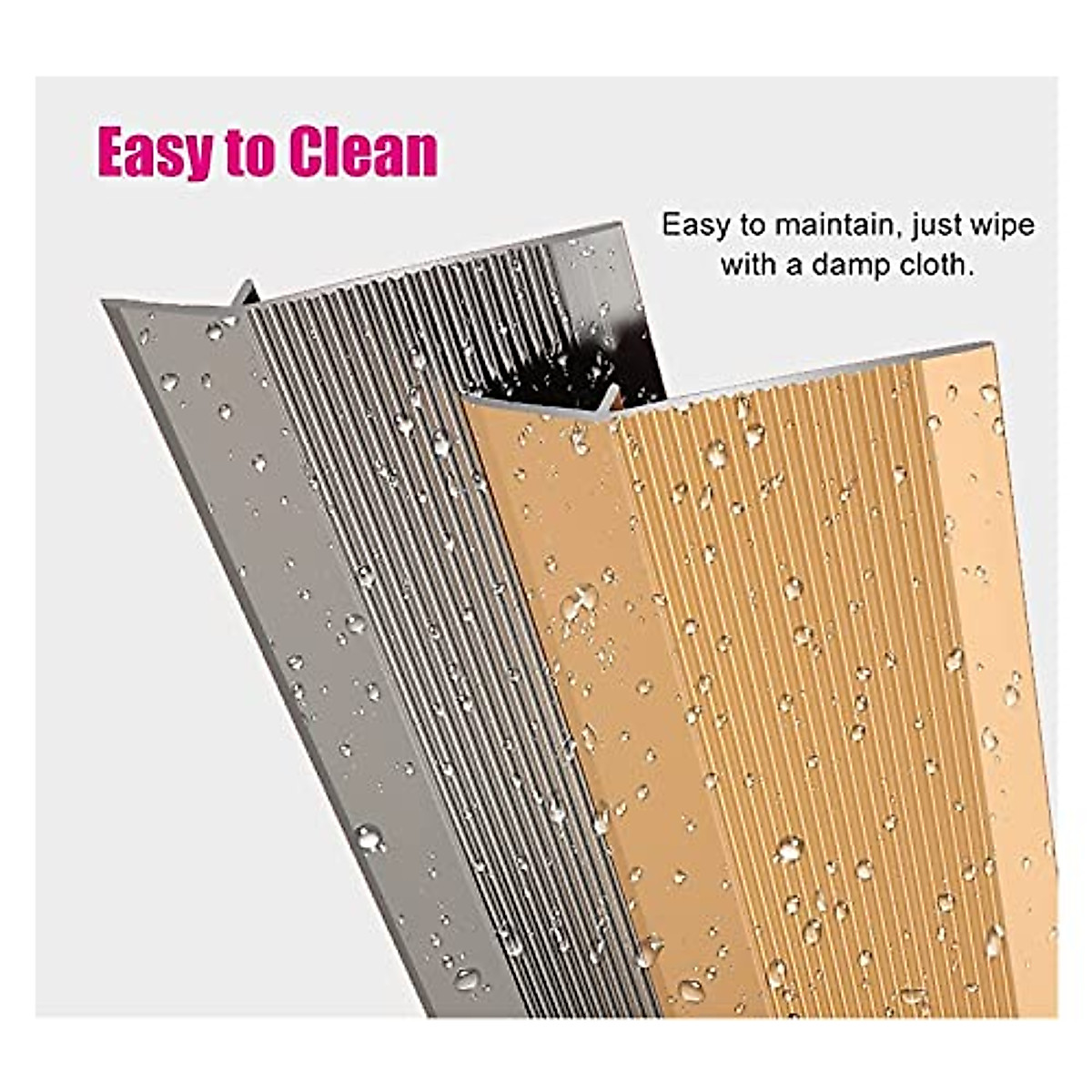 XHP 35-59 inch Aluminium Floor Threshold Transition Strip 4 inch Wide Modern Metal Tile Floor Edging Trim Cuttable Carpet Edge Strip Doorway Reducer Non-Slip Long Divider Strip Wood to Tile