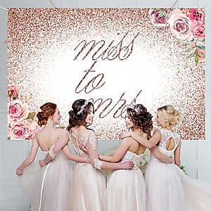 P.G Collin Miss to Mrs Floral Glitter Banner Backdrop Sign Bridal Wedding Shower Engagement Bachelorette Party Decorations Supplies for Women 6x4ft Rose Gold…,Rose Gold