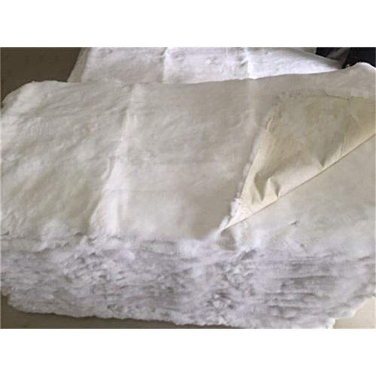 Real White Genuine Rabbit Fur Plate Rug Throw Blanket Rugs and Carpets for Living Room White 22X43in