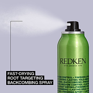 Redken Quick Tease 15 Backcombing Finishing Spray, For All Hair Types, Enhances Texture & Volume, Maximum Control, 5.3 Oz (Packaging may vary)