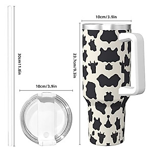 HULIBIN cow print04 Print Double Deck Stainless Steel Travel Coffee Cup With Lid 40 Oz Ice Bully Cup