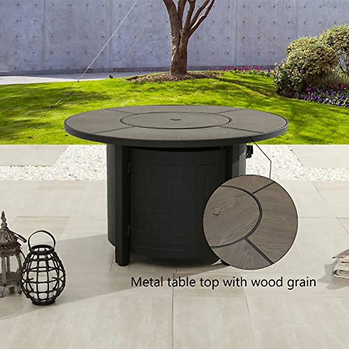 Top Space Propane Fire Pit Table Outdoor Gas Fire Pit Patio Fire Table CSA Certification 50,000 BTU Auto-Ignition, 42 Inch, Round, Bronze