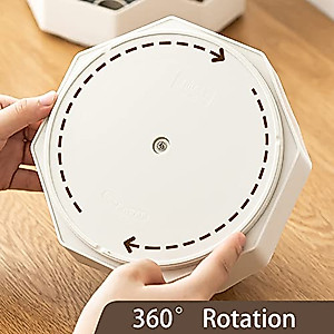 kaileyouxiangongsi Rotating Art Supply Storage Organizer,Pencil Holder with 9 Compartment, Pen Storage Organizer, for Kids Art Desk, Homeschool Supplies, Home Office Desktop Organizer(White)