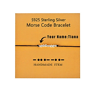 souleather Custom Morse Code Bracelet 925 Sterling Silver Beads on Silk Cord Engraving Your Name Secret Message on Beads Bracelet Gifts Party Jewelry for Men Women