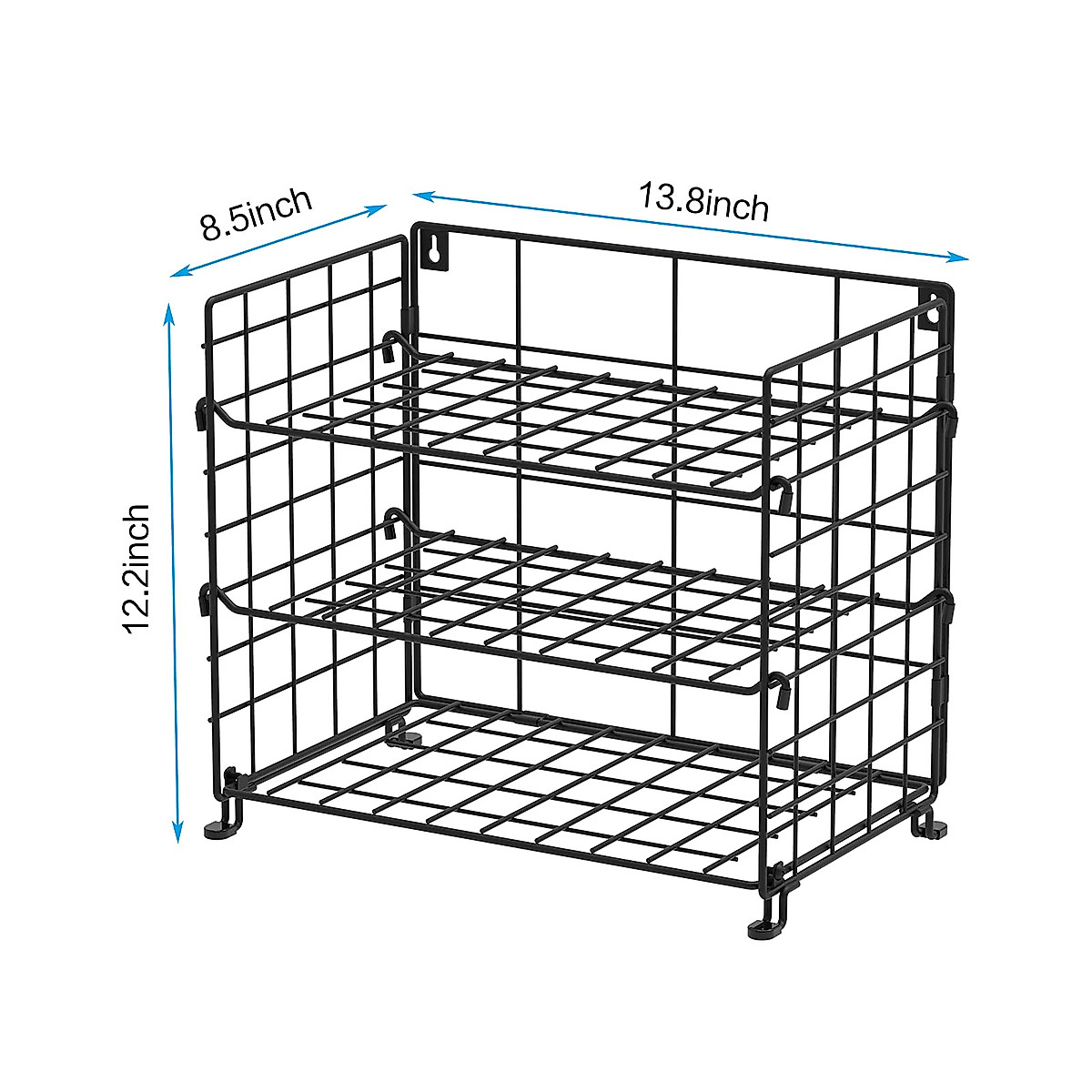 X-cosrack Adjustable Water Bottle Organizer,3-Tier Wall-Mounted Water Bottle Holder, Stackable Water Bottle Storage Rack for Kitchen Countertop,Pantry, Cabinet,Black,3-Tier Medium