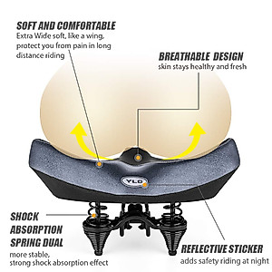YLG Oversized Comfort Bike Seat - Memory Foam Replacement Saddle, Waterproof Universal Fit for Women and Men