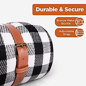 Picnic Blankets Waterproof Foldable, Large Beach Blanket, Waterproof Picnic Blanket, Durable and Versatile Picnic Mat with Leather Handle & Sling, Outdoor Blanket with PEVA Backing Layer
