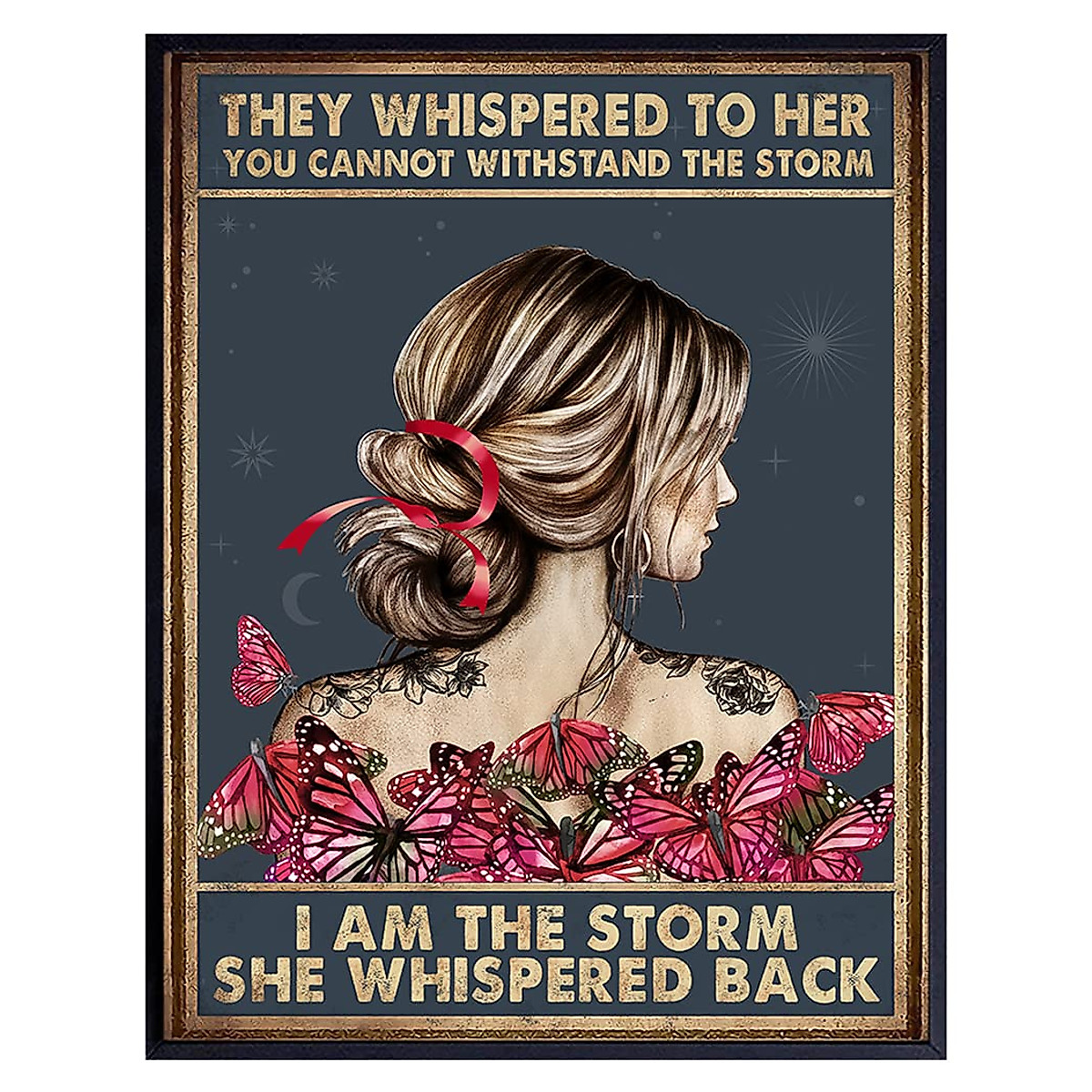 Inspirational Wall Art & Decor -LARGE 11x14- They Whispered to Her You Cannot Withstand The Storm Decor - She Whispered Back I Am The Storm - Boho Art - Positive Quotes - Encouragement Gifts for Women